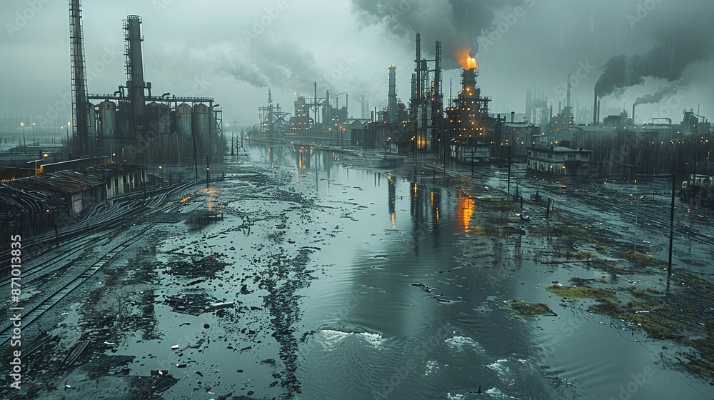 Captivating realistic photo of acid rain's corrosive effects on a ...