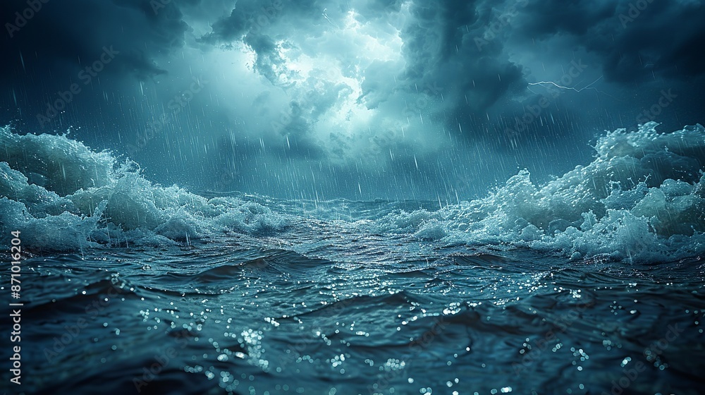 Dynamic realistic photo of an El Nino-induced storm, capturing the ...