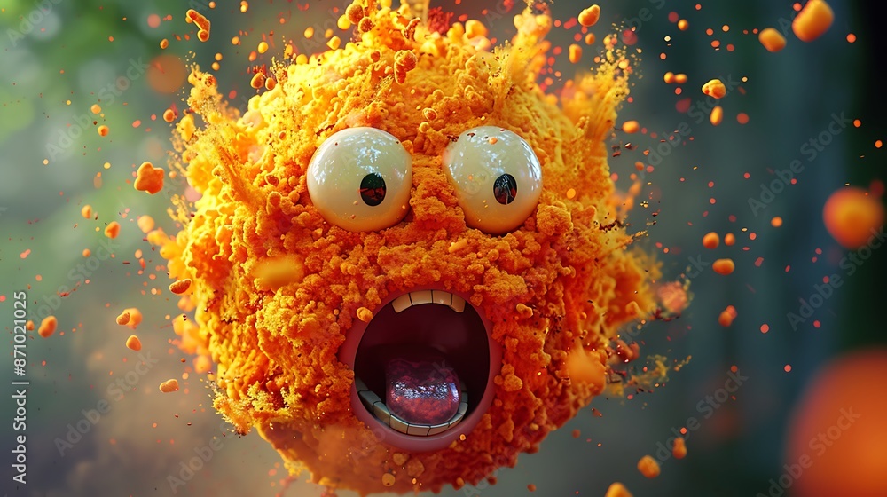 Generate an AI artwork of an exploding head emoji in shock and awe. Stock Photo | Adobe Stock