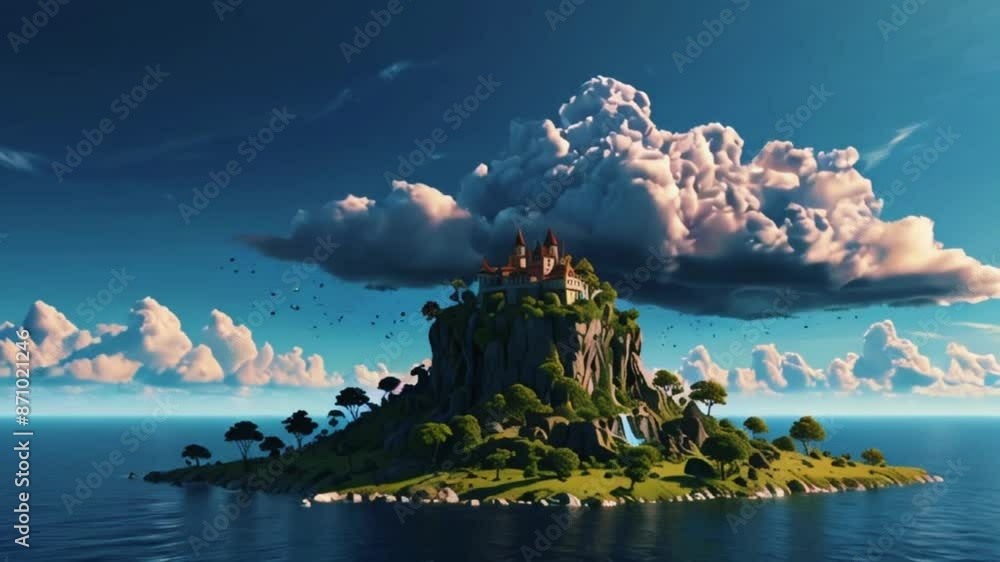 A Fantasy-inspired Floating Island with a Modern Twist, Overlooking a ...