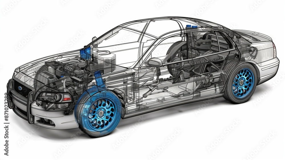 cross section of a police car, technical drawing Stock Illustration ...