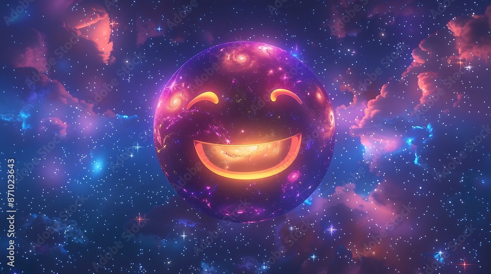 Generate an image of a cosmic emoji with stars and galaxies. Stock ...