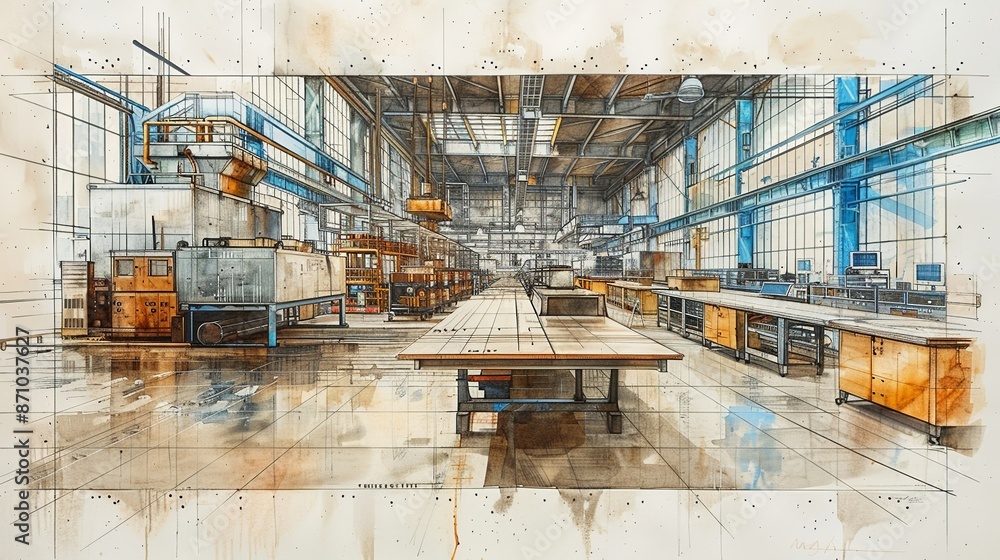 Sketchbook drawings capturing the raw energy and dynamics of industrial ...