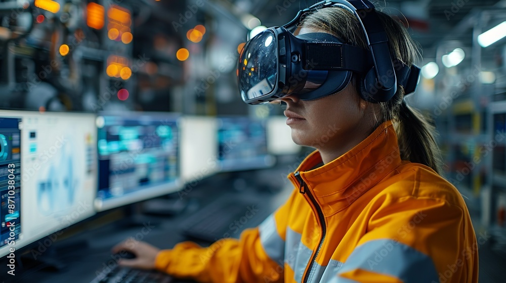 Virtual reality simulation of industrial safety training, providing ...