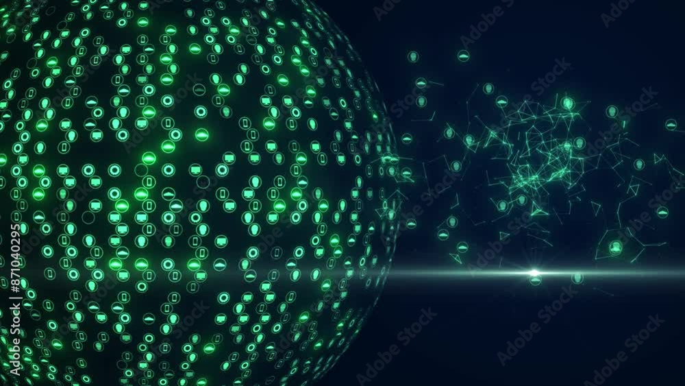 High Technology Cyber Ball Animation With Optical Light Effects. Global ...