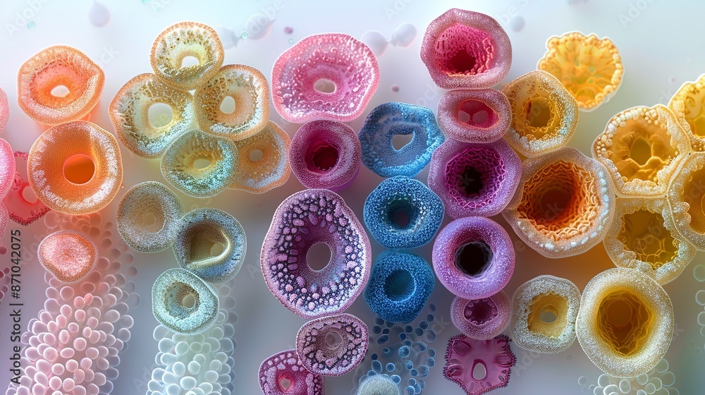Microscopic view of diverse bacterial colonies to depict microbiology ...