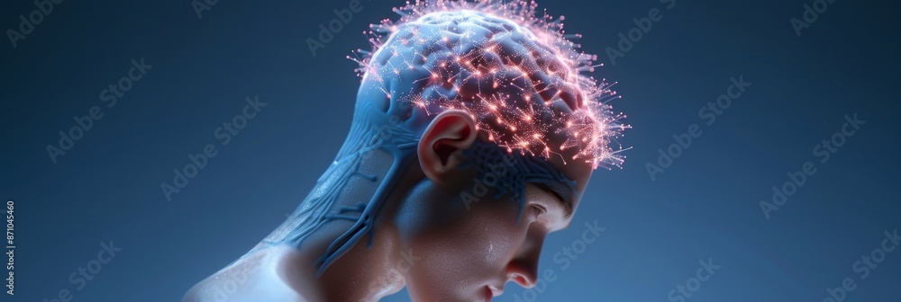 Glowing AI brain with neural connections, symbolizing advanced machine ...