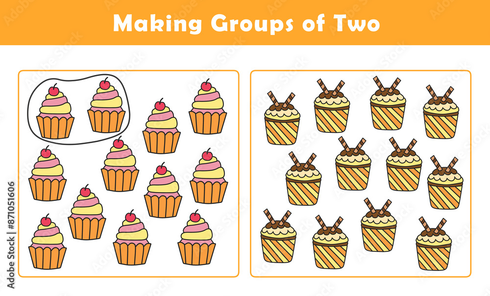 Making Groups of Two Worksheet. Grouping Picture Math Activity for Kids ...