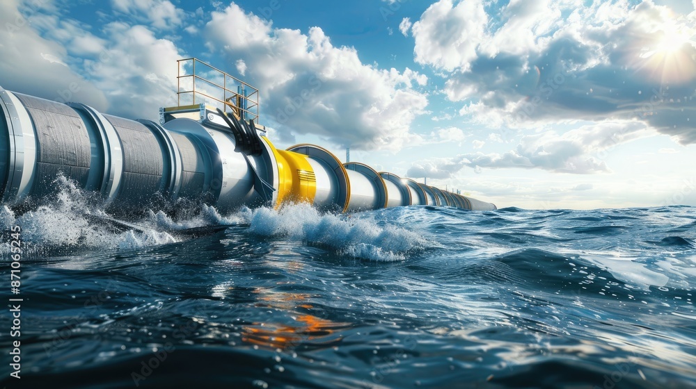 An offshore wave energy converter capturing ocean waves to generate ...