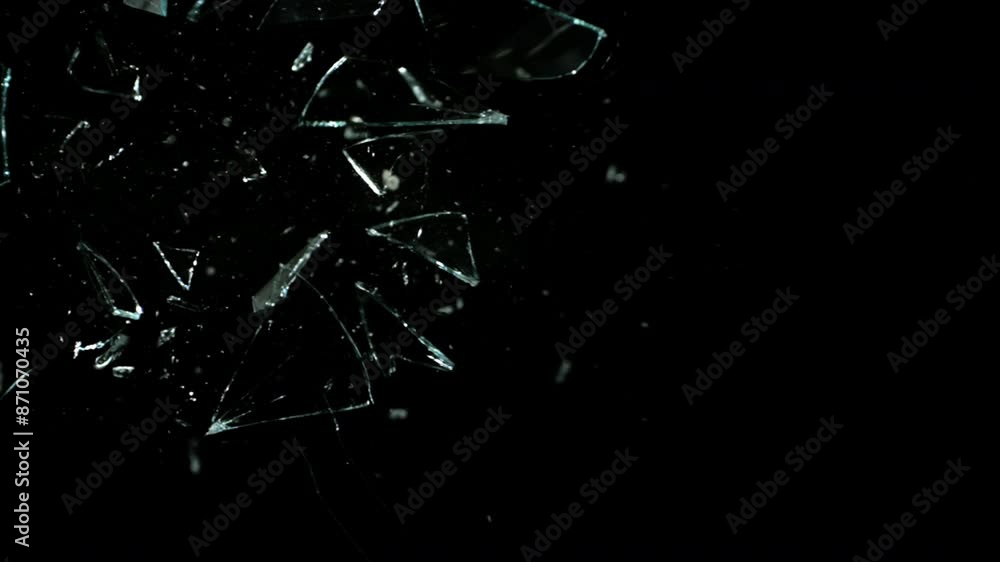 Shards Of Glass This stock motion graphics video shows glass breaking and falling against an ...