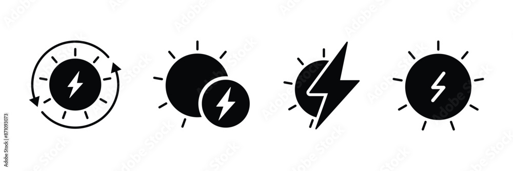 Set of Sun power energy icon collection. Solar energy, Renewable and ...