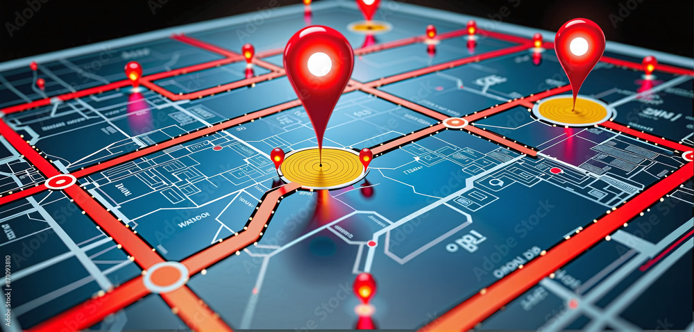 Connected waymarks or highlighted points, show the way to the desired ...