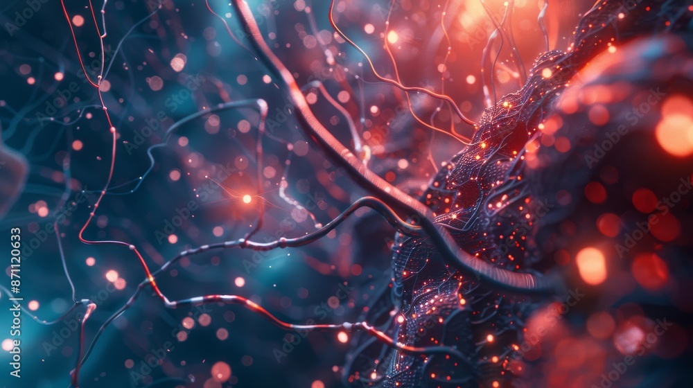 depiction of the inner workings of the nerves in the body, ultra ...