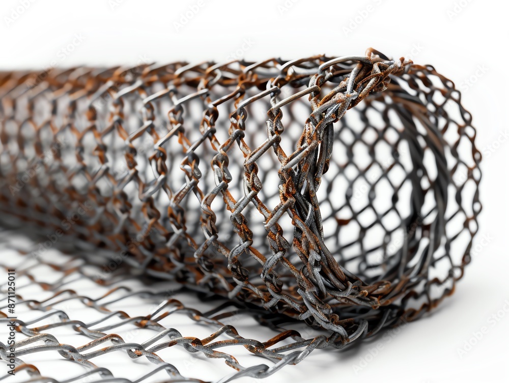 Image of a galvanized wire mesh roll with a detailed view, isolated on ...