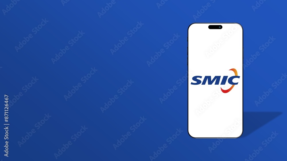 SMIC logo on a smartphone screen. SMIC, Semiconductor Manufacturing International Corporation ...