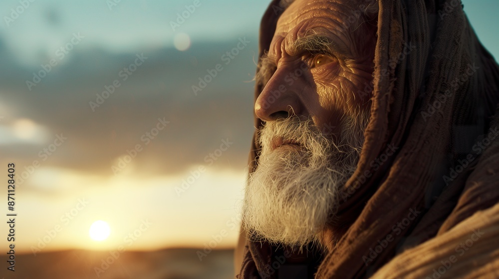 Visual representation of Abraham in the desert at dusk. Abraham at 99 ...