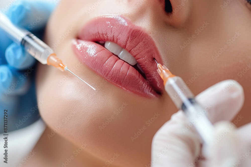 Facial aesthetics surgery cosmetology treatment. A scene of medical ...