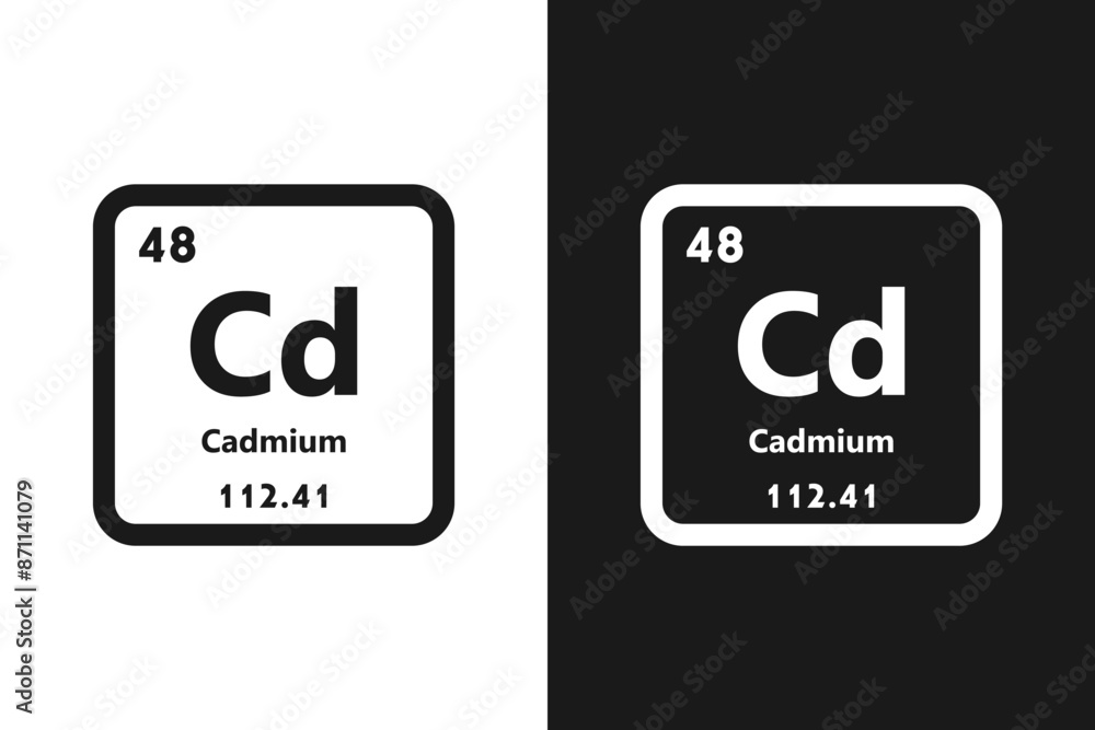 Cadmium , Cd, chemical periodic element icon. The chemical element of ...