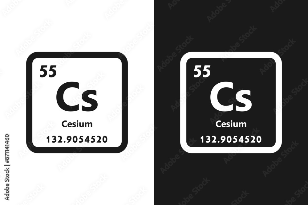 Cesium, Cs, chemical periodic element icon. The chemical element of the ...