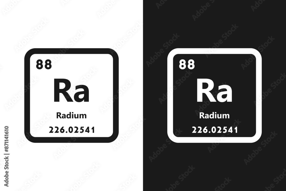 Radium, Ra, chemical periodic element icon. The chemical element of the ...