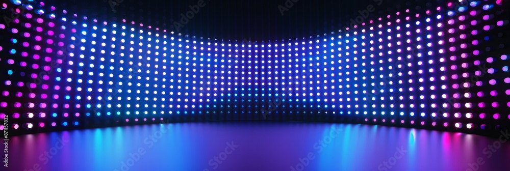 Authentic concave LED display for a wall or platform. Large TV display ...