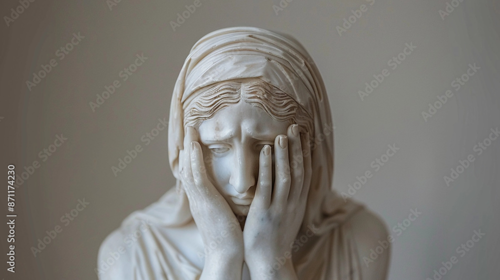 Ancient Greek woman with hands over face in sadness or depression Stock ...