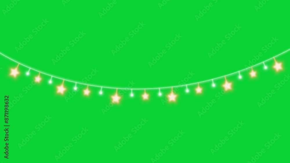 Light Garland, fairy lights on green screen with the alpha channel ...