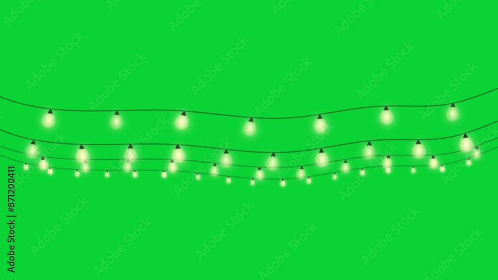 Light Garland, fairy lights on green screen with the alpha channel ...