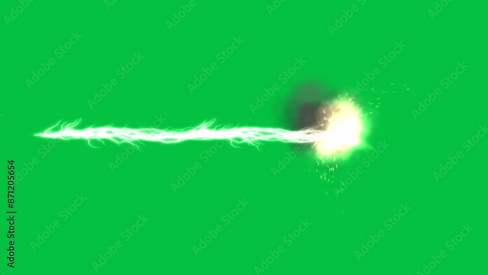 Electric lightning superpower attack effect animation on green screen ...