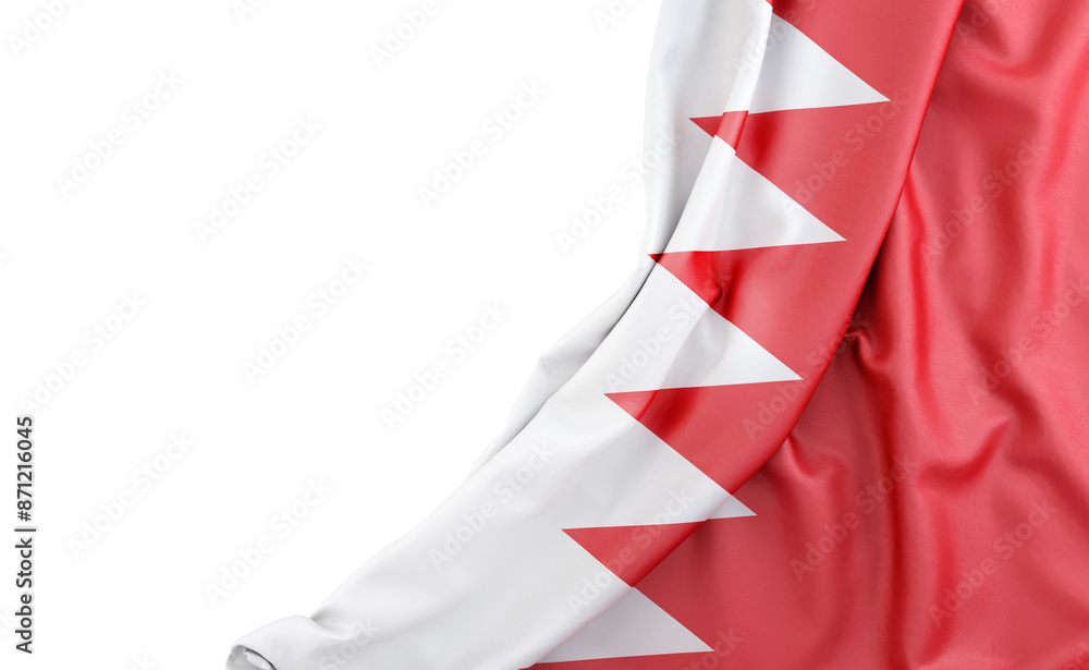 Flag of Bahrain with empty space on the left. Isolated. 3D Rendering ...