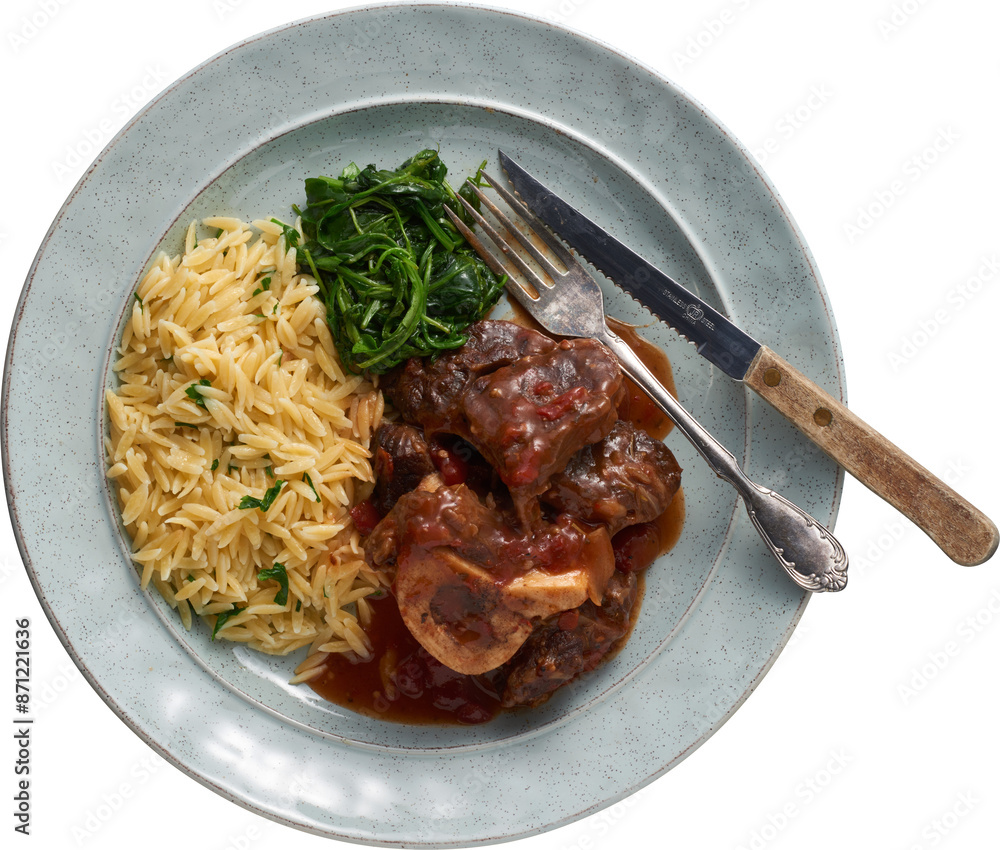 Ossobucco pasta orzo meal dinner Italian gourmet restaurant - Ready to ...