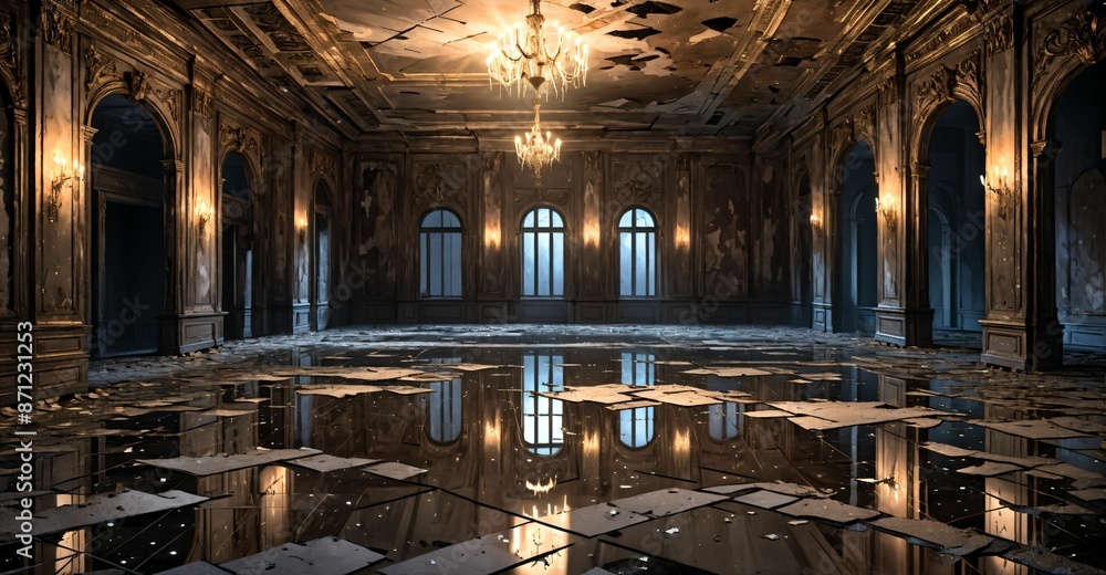 abandoned palace ballroom castle mansion interior design ruins. gothic ...