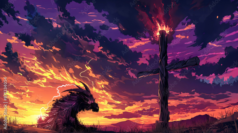 Silhouette of dragon beast monster symbolizing evil satan devil demon ...