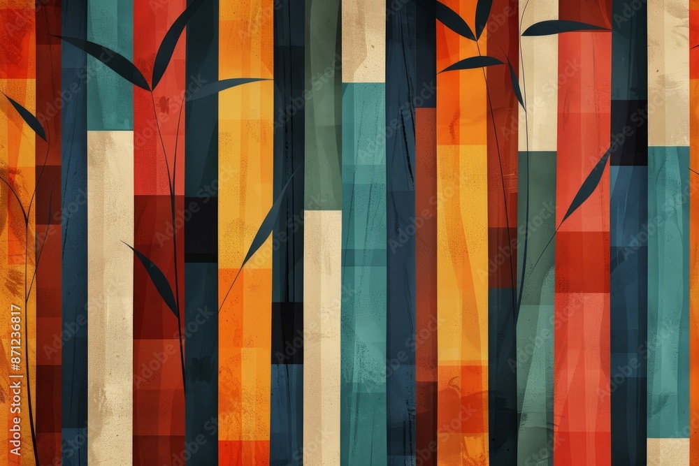 Abstract representation of bamboo using bold, geometric shapes and ...
