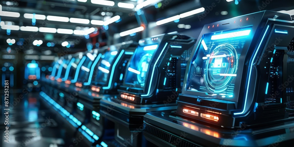 Futuristic Voting A futuristic scene showcasing a hightech voting ...