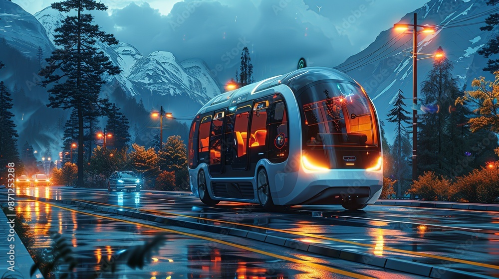 Conceptual artwork depicting the future of autonomous vehicles and ...