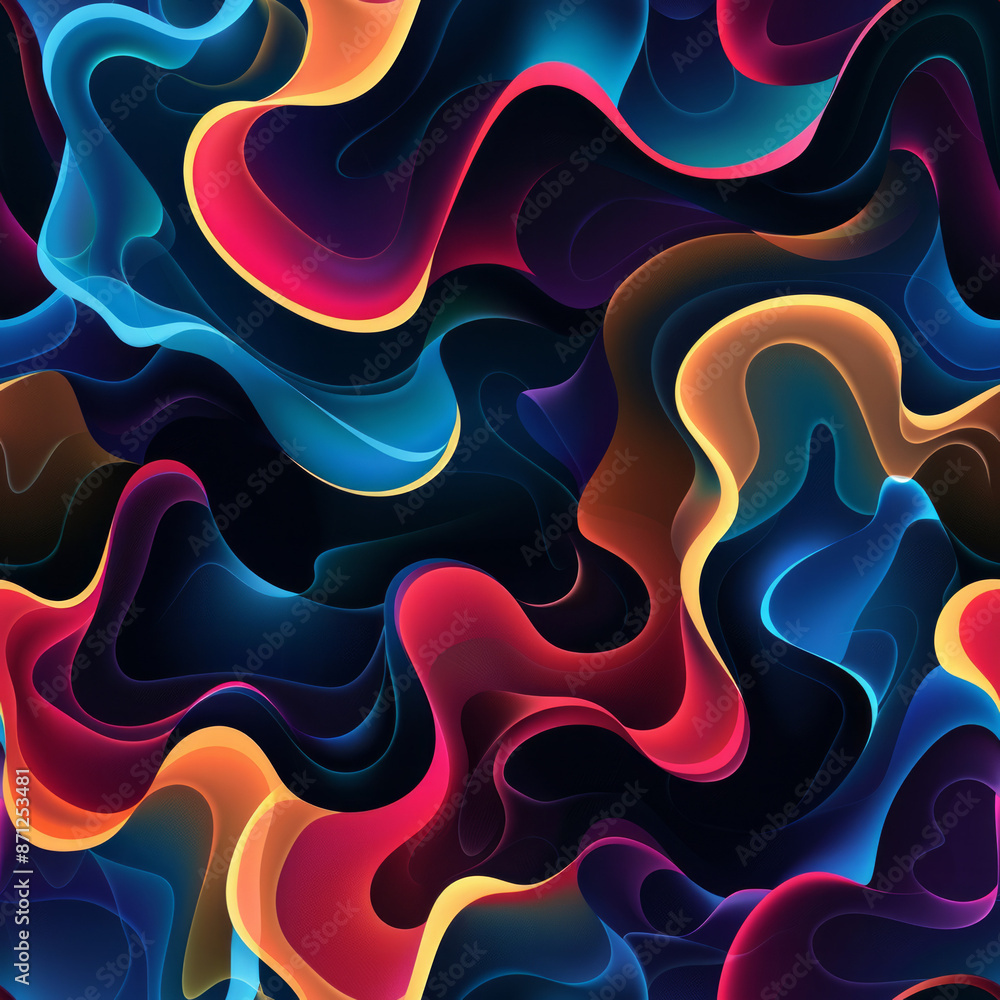 Seamless pattern trippy wavy geometric minimalist background in ...