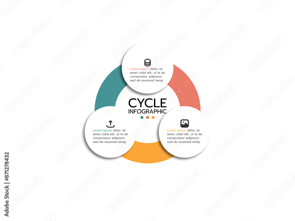 Cycle infographic with 3 segments with icons. Concept of three options ...