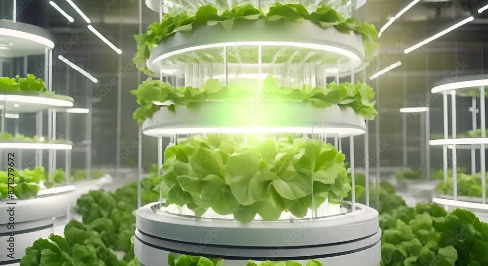 Hydroponic tower with vertical lettuce growth shows benefits of ...