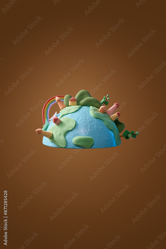 Planet Earth is made of modeling clay with miniature neighborhoods ...