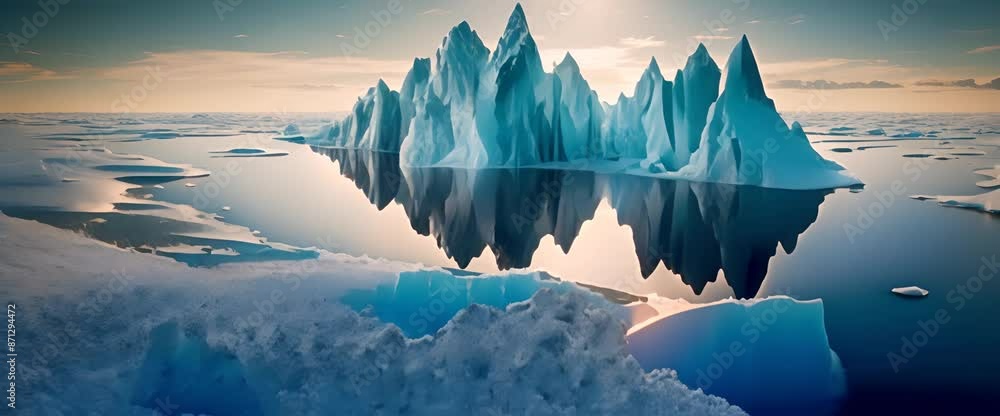 Melting ice cap with its jagged edges contrasting sharply Reminder of ...