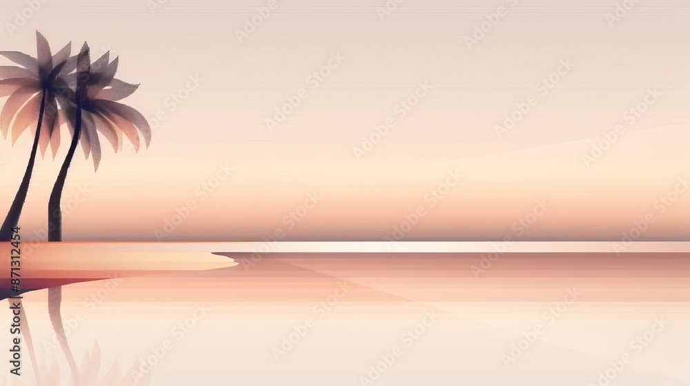 Abstract pixel art depicting a tropical beach, sandy paradise ...
