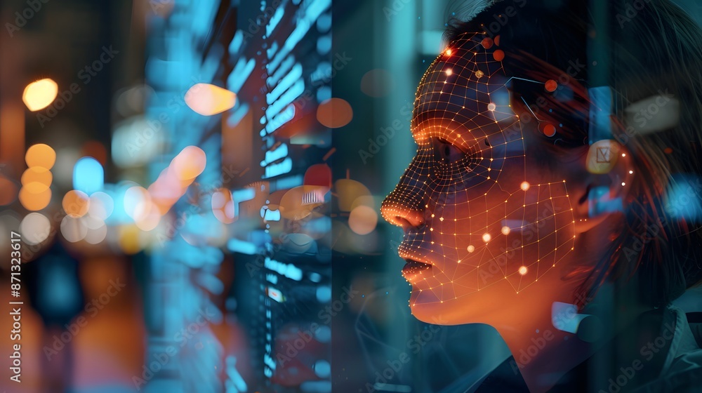 AI-enhanced image recognition software identifying objects., clean ...