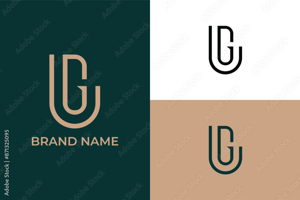 initial letter UG GC modern minimal lineart emblem logo, letter UG ...