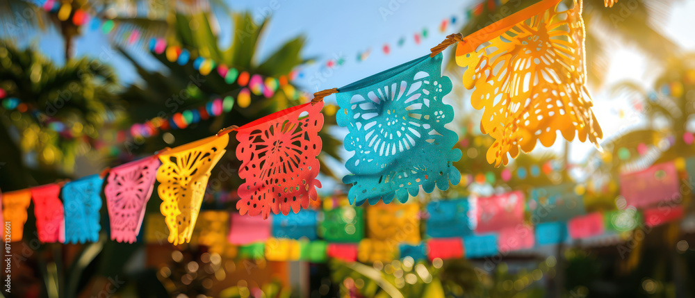 Hispanic Heritage Month flag decoration design style dia de los muertos ...