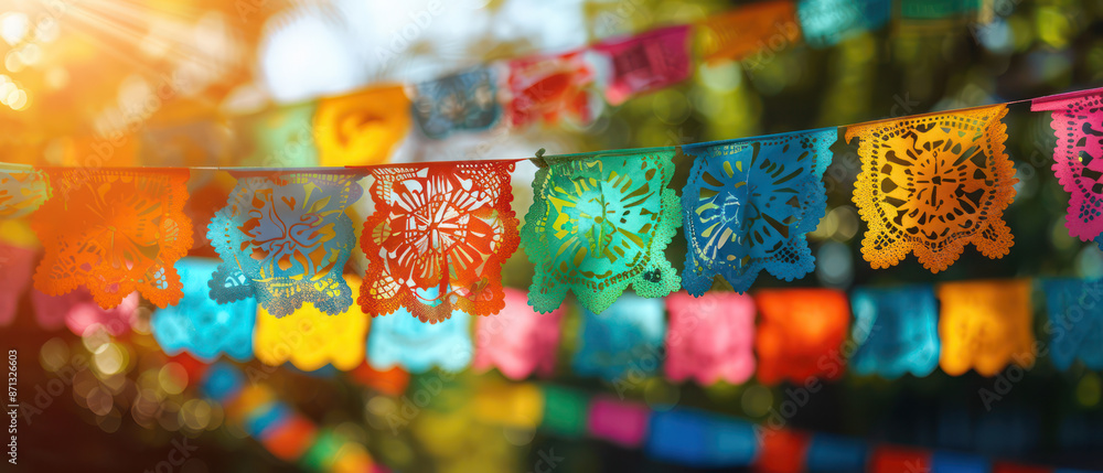 Hispanic Heritage Month flag decoration design style dia de los muertos ...