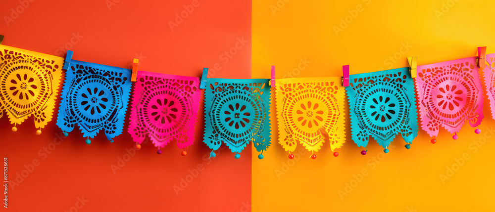 Hispanic Heritage Month flag decoration design style dia de los muertos ...