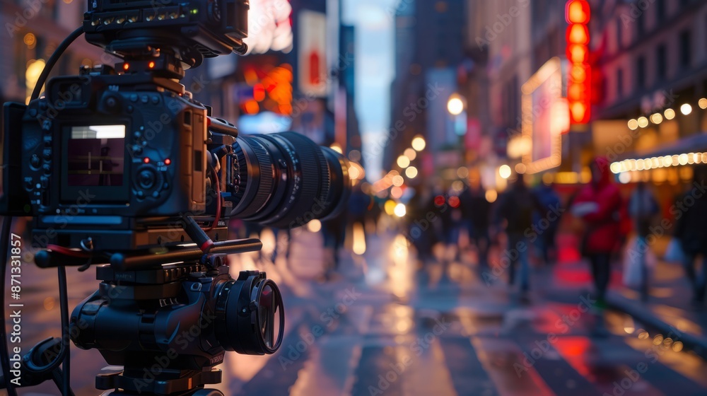 High-end camera setup for outdoor video production, focusing on candid ...