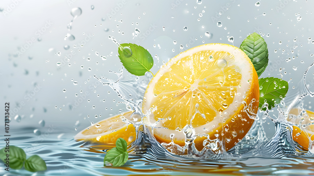 Lemon water splash isolated on a white transparent background, png ...