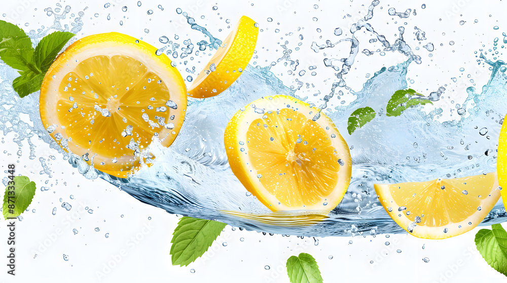 Lemon water splash isolated on a white transparent background, png ...